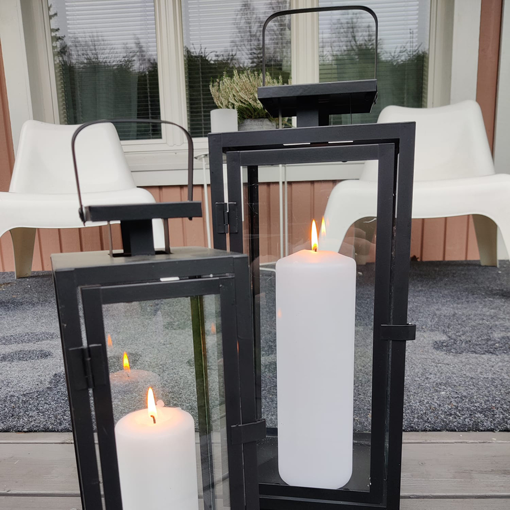Metallinen suorareunainen lyhty 50 cm - Pirilän Kukkatalo